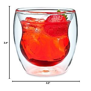 Curva Artisan Series Double Wall Beverage Glasses and Tumblers – Set of 4 Unique 8 oz Thermo Insulated Drinking Glasses