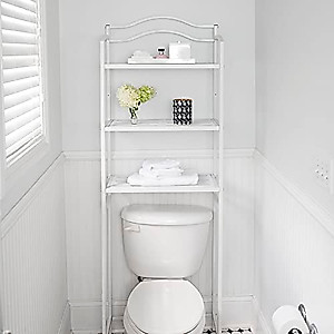 Household Essentials 3-Tier Metal Over the Toilet Bathroom Storage Shelf, White