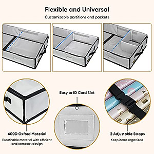 BALEINE Christmas Wrapping Paper Storage Organizer with Flexible Partitions and Pockets, 40" Durable 600D Oxford Fabric Gift Wrap Storage Bag Fits Ribbon, Ornaments, Holiday Accessories (Gray)