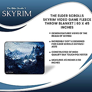 JUST FUNKY The Elder Scrolls Skyrim Video Game Fleece Throw Blanket | Skyrim Soft Blankets and Throws | Official The Elder Scrolls Skyrim Throw Blankets | Measures 60 x 45 Inches