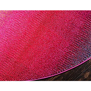 Unique Loom Estrella Collection, Gradient, Sunset, Abstract, Bright Colors Area Rug, 6' 1" x 6' 1", Pink/Gold