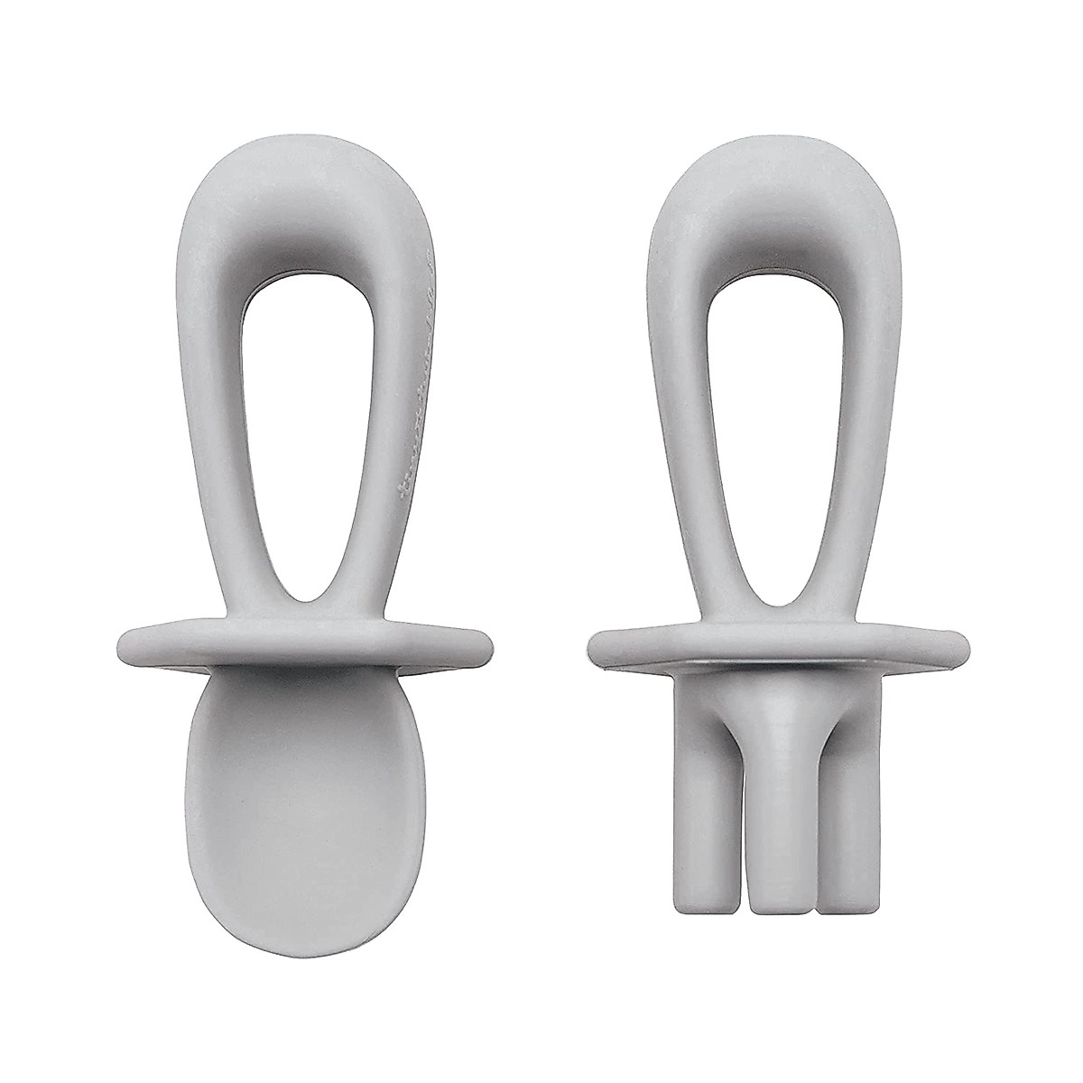Tiny Twinkle Silicone Training Utensils - Baby Spoons and Baby Forks For Self-Feeding Training - Silicone Baby Led Weaning Utensils For Toddlers And Babies 6-24 Months - Baby Feeding Supplies (Gray)