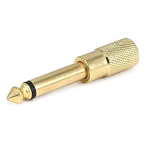 Monoprice Metal 6.35mm (1/4 Inch) Mono Plug to 3.5mm Stereo Jack Adaptor - Gold Plated