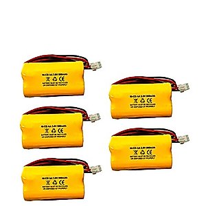 (5 Pack) AA900MAH Unitech 6200RP LEDR-1 Lowes 253799 Exitronix 10010037 3.6v 900mAh Ni-CD Battery Pack Replacement for Emergency/Exit Light TOPA 3.6V AA900mAh Max Power B2-0031 MH468886