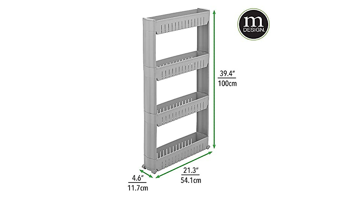 mDesign Portable Rolling Laundry Cart - 4-Tier Storage Organizer