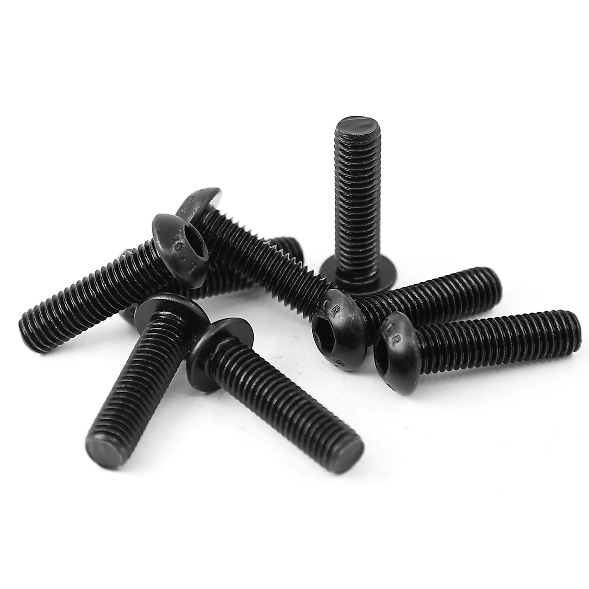 M6-1.0 x 20mm Button Head Socket Cap Screws, 10.9 Grade Alloy Steel, Allen Socket Drive, Black Oxide Finish, Machine Thread, 50 PCS