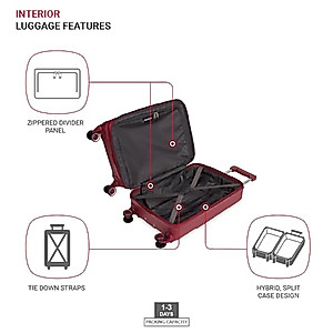 SwissGear 8090 Hardside Expandable Luggage with Spinner Wheels, Burgundy, Carry-On 20-Inch