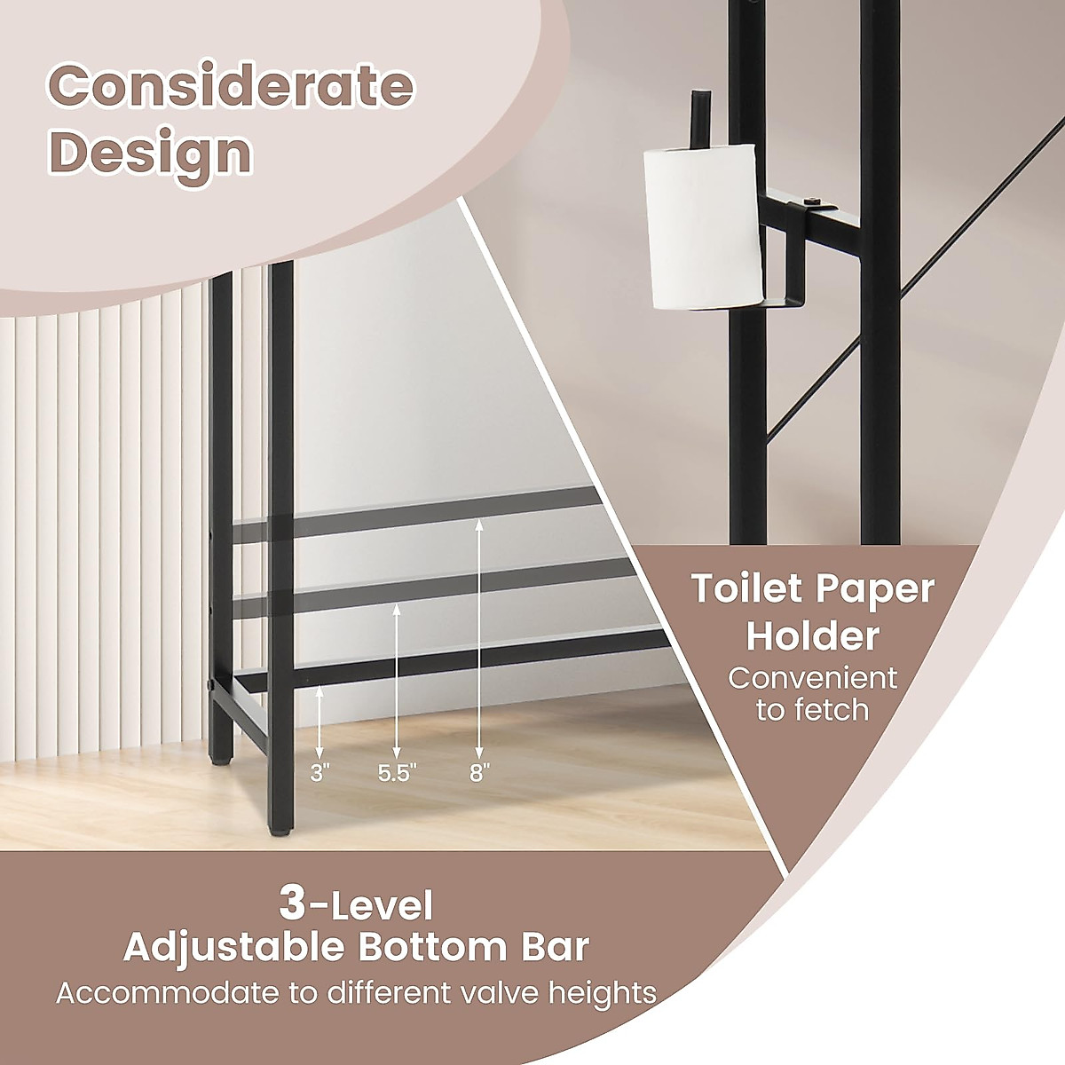 Giantex Over The Toilet Storage Cabinet - Freestanding Bathroom Organizer Rack with Adjustable Shelf, Sliding Barn Door, Paper Holder, Bathroom Space Saver, Above Toilet Storage Cabinet (Grey)