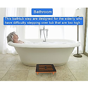 One Step Stool for Adults Seniors With Non-Slip Rubber Stepping Surface, Indoor Outdoor Platform Step Stools, 450 Ib Portable Single Wooden Riser for Bathroom,Kitchen,Bedside,and Kids Support(Natural)