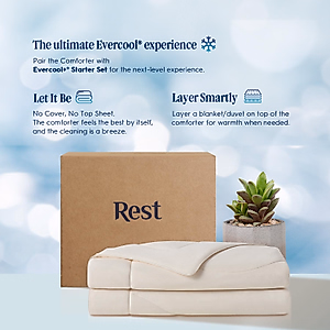 REST® Evercool® Cooling Comforter, Good Housekeeping Award Winner for Hot Sleepers, All-Season Lightweight Blanket to Quickly Cool Down, Snow Ivory - Twin/Twin XL 68" x90”