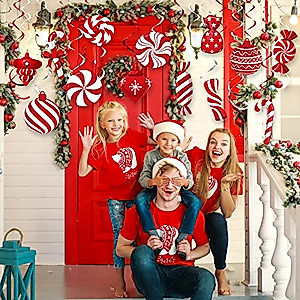 Christmas Peppermint Candy Hanging Decorations Christmas Candies Ceiling Hanging Swirls Xmas Party Ceiling Whirl Streamers For Home Winter Holiday Christmas Party Decor (Red White,Mixed Candy)