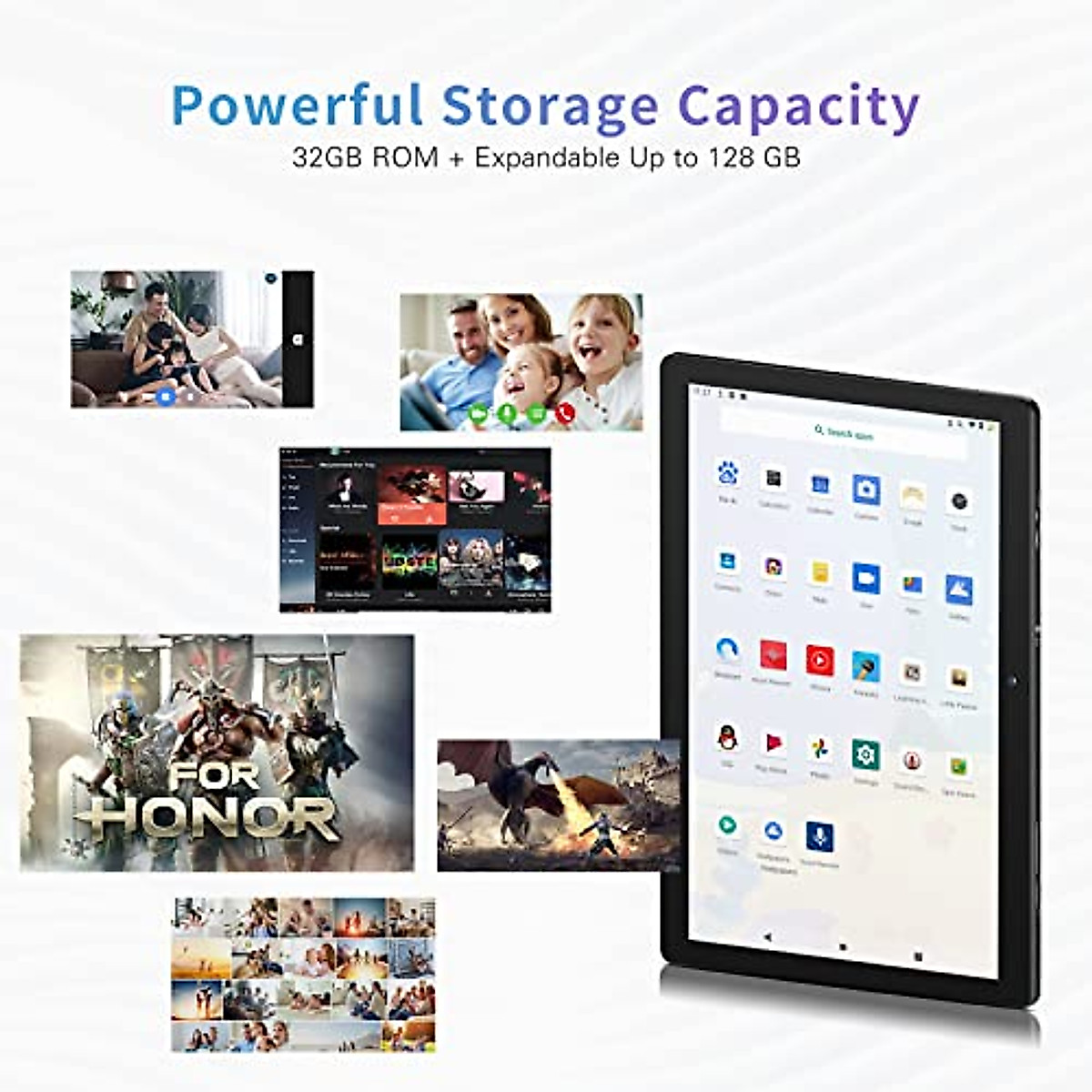 qunyiCO Android 11 Tablet 10 inch Y10 (10.1''), 2GB RAM 32GB Storage, 2MP+8MP Dual Camera, Quad-Core Processor, 1280x800 IPS HD Display Screen, Wi-Fi Bluetooth 5000mAh, GMS Certified Black