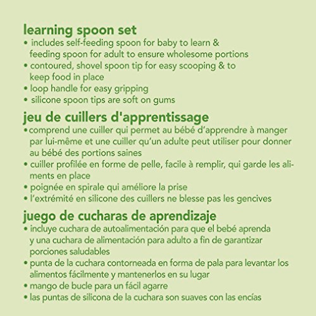 green sprouts Learning Spoon Set | Parent feeds while baby learns | Includes self-feeding spoon for baby to learn & feeding spoon for adult, 2 Piece Set