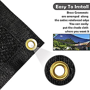 Vocray 90% 10ftx20ft Black Sunblock Shade Cloth Taped Edge with Grommets UV Resistant Net, Garden Sun Shade Mesh Trap for Plant Cover, Greenhouse, Patio Lawn
