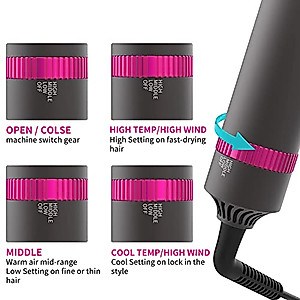 5 in 1 Hair Dryer Brush, Hot Air Brush & Volumizer Styler Set with Interchangeable Brush Head, Negative Ionic Blow Dryer, Electric Hair Curler Straightener Brush, Girlfriend Gifts