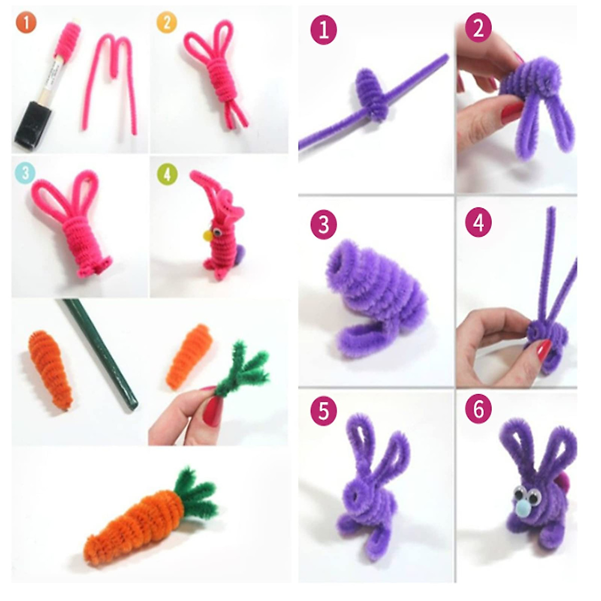 KAZETEC 100 PCS Pipe Cleaners, Chenille Stems, Pipe Cleaners Craft Supplies, 10 Colors Chenille Stems for DIY Arts Crafts Project(Multi Color)