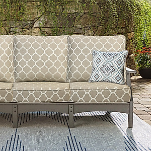 COZYVIDA Indoor/Outdoor Deep Seat Patio Cushions: Resilient Foam Filling, Weather Resistant Patio Cushions,seat(23.5x25x5.1 inch),Back(27x25 inch) 2 Sets,Toffee Trellis