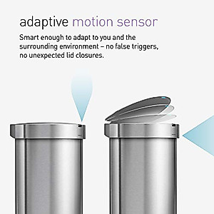 simplehuman 45 Liter / 12 Gallon Semi-Round Automatic Sensor Trash Can, Brushed Stainless Steel