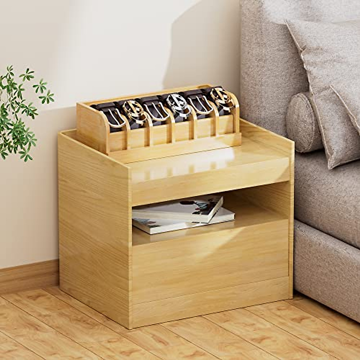 MinBoo Bamboo Belt Organizer Box,6 Grids Belt Rack, Belt Organizer for Closet and Drawer, Belt Storage Organizer and Displayer, Belt Organizer for Men Women (Natural Bamboo)