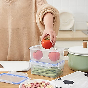 Tauno Plastic Food Storage Containers with Airtight Lids, 7.6 Cup Food Prep Containers for Kitchen and Pantry Organization, Reusable and BPA Free Lunch Boxes, Microwave/Dishwasher/Freezer Safe, 6 Pack