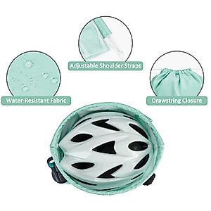WANDF Drawstring Backpack with Shoulder Pad Sports Gym Backpack with Mesh Pocket String Bag for Women Men(Mint green)