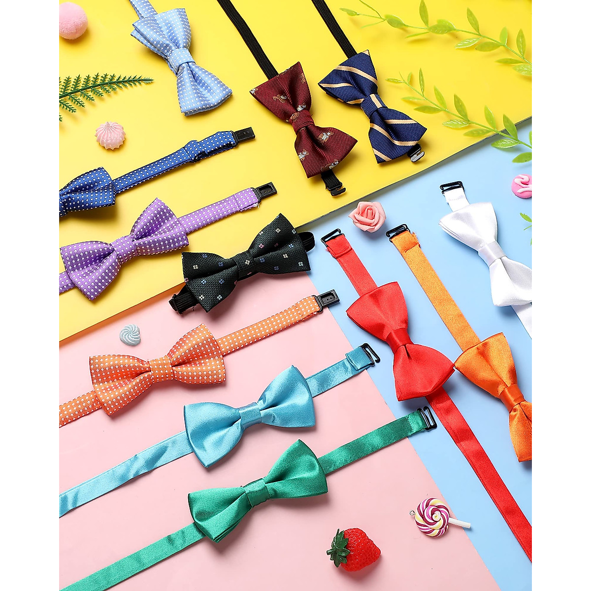 Zhanmai 20 Pcs Boys Bow Ties Pre-tied Bow Ties Bulk with Adjustable Neck Band for Kids Wedding Birthday Party(Cute Style)