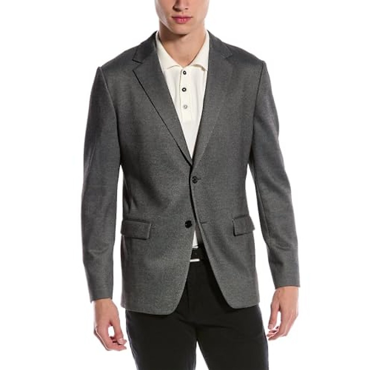 Theory Mens,Wool Blend Sport Jacket,Clinton, Black Melange/Black, 44