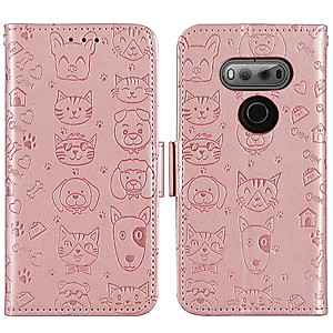 FDCWTSH Compatible with LG V20 Wallet Case Wrist Strap Lanyard Leather Flip Card Holder Stand Cell Accessories Folio Purse Credit ID Slot Magnetic Phone Cover for LGV20 LG20 V 20 Women Men Rose Gold