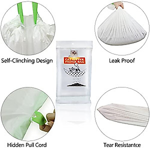 Sifting Cat Litter Box Liners Bags with Holes- Durable with Drawstring Scratch Resistant Waste (1, 36x18 Inch (Pack of 7))