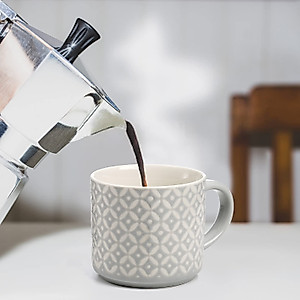 Hiceeden Set of 4 Coffee Mugs with Metal Stand, 15 oz Stackable Espresso Cups Ceramic Coffee Mugs for Cocoa, Latte, Americano, Cappuccinos or Beverages