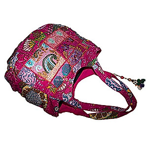 TribeAzure Large Fashion Pink Canvas Shoulder Bag Handbag Unique Tote Quilt Vintage Beach Travel Summer