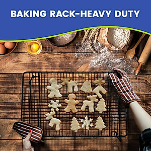 MIU Stackable Cooling Racks for Cooking and Baking with Folding Legs, Multi Tier, Set of 2, Black, Wire Grid Stainless Steel, Kitchen Counter and Oven Safe