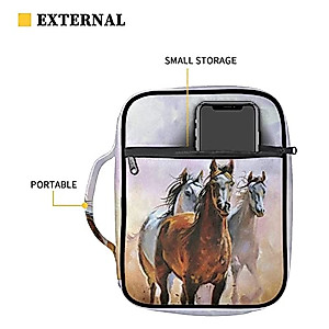 WELLFLYHOM Wild Horse Bible Cover for Men Women Carrying Book Case Church Bag Bible Bags rotective with Handle and Zippered Pocket, Study Bible Book Holder