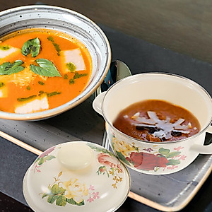 Cooking Pot Enamel Stew Pot Vintage Floral Casserole Pot Oven Pot Stockpot Enamel Camping Cookware Enamelware Pot with Lid and Handle Household Soup Pot random pattern