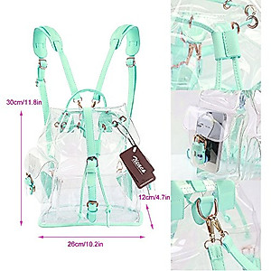 Zicac Summer Clear Backpack Cute Knapsack Satchel Transparent Stadium Approved Backpack (Green)