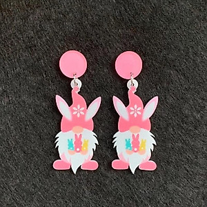 Easter Acrylic Dangle Earrings Cute Rabbit Gnome Drop Earrings for Women Holiday Jewelry Gifts