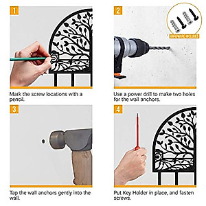 MAXFOUNDRY Mail & Key Holder for Wall - Christmas Gift, Wall Mounted Decorative Mail & Key Rack Organizer - for Keys, Mail, Wallet, Dog Leash Storage & More - Durable Hanger Hooks - Rust Proof- Black