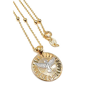 FWJ 18K Gold Plated Holy Spirit Pendant Necklace for Women Religious Jewelry