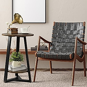 TINSAWOOD Small Side Table, Small End Table for Living Room, Bedroom, Balcony & Small Spaces, Modern Home Decor Round Small Accent Table with Storage Shelf, Easy Assembly