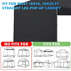 Joramoy Canopy Tent Sidewalls for 10×10 Pop Up Canopy, 3 Pack Instant Canopy Sunwall, Waterproof and UV Protection Canopy Shade Wall, Straight Leg Canopy Sidewalls 3 PCS Only(Black)