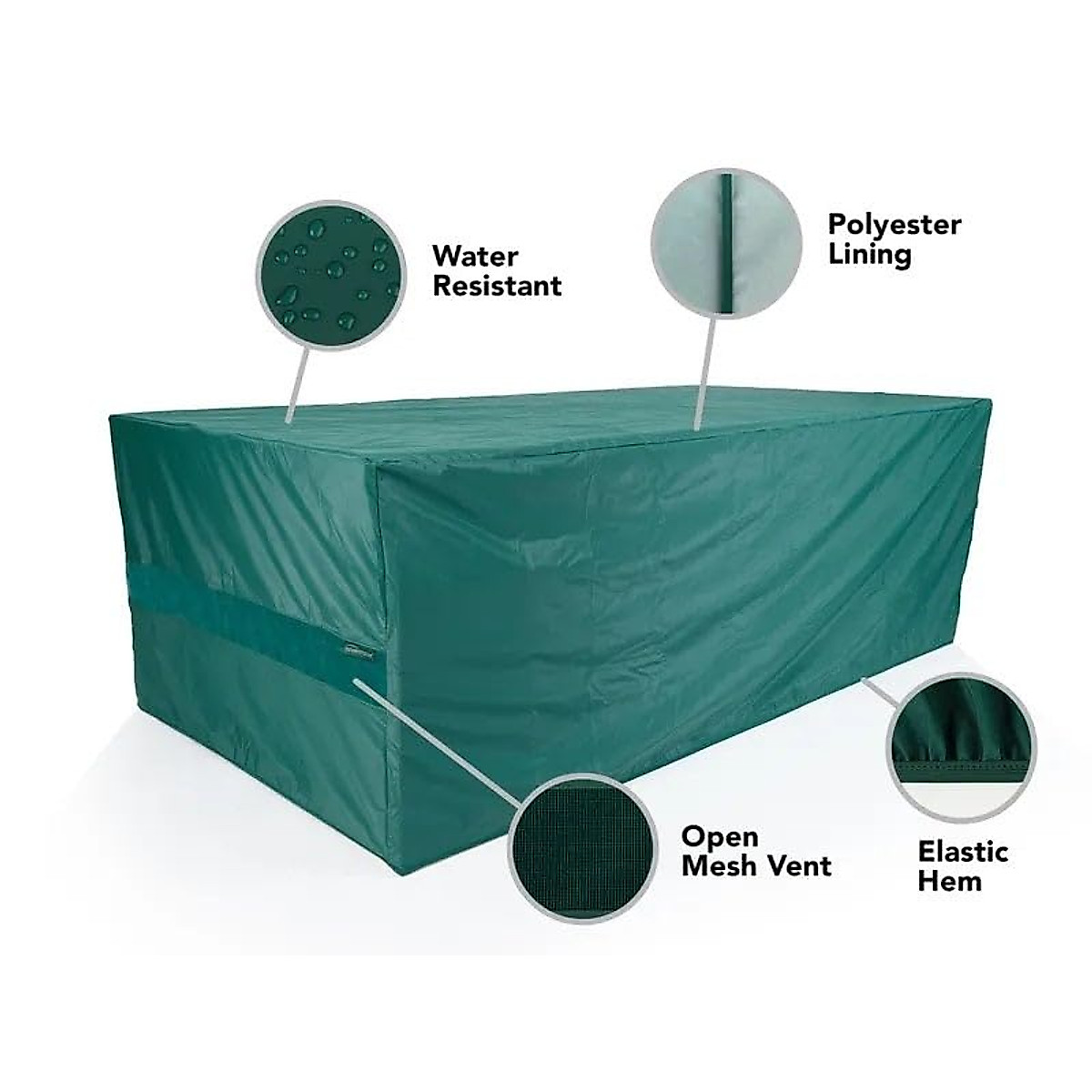 Covermates Rectangular Accent Table Cover - Patio Outdoor Furniture Cover, Water Resistant Outdoor Ottoman/Side Table Cover, Classic 12-Guage Vinyl, 50W x 30D x 25H, Green