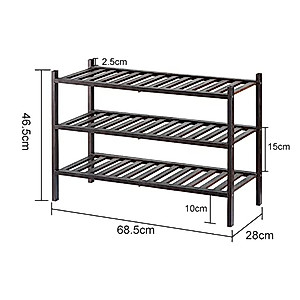FUNGTN 2/3 Tier Bamboo Shoe Rack, Stand Shelf Shelving Hallway Easy Build Shelves, Large Storage Capacity Wooden Shoe Stand and Organiser, Perfect for Hallway, Bedroom, Small Spaces,B-Three~Layers