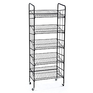 Displays2go BR5GSH24BK Rolling Baker's Display Rack with Five Angled Shelves