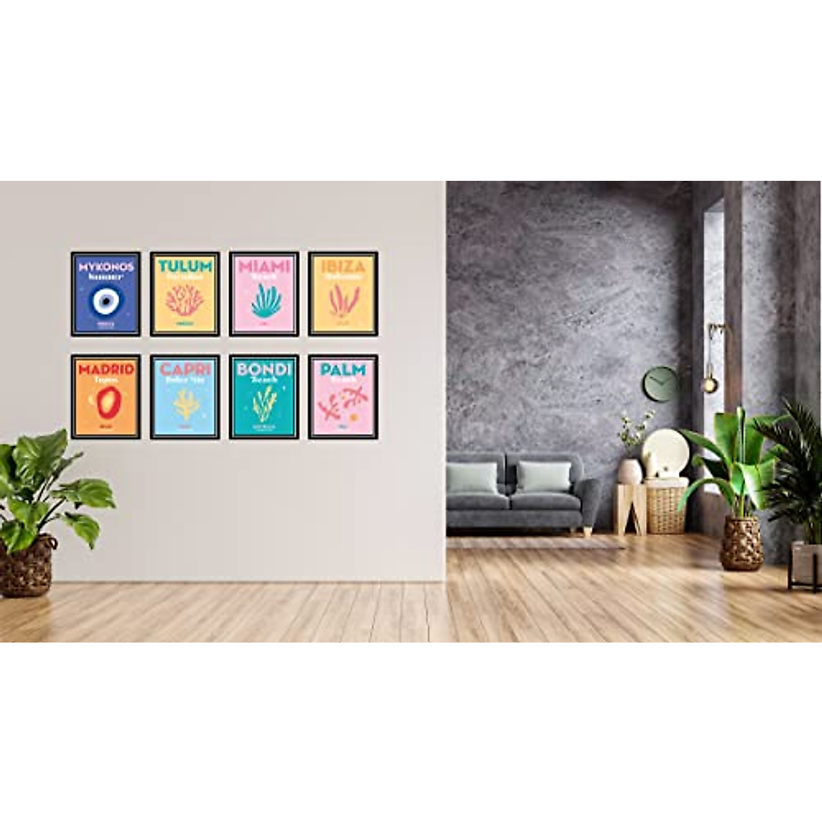 Print A To Z® Livingroom Wall Art Crayons Poster Prints Decor Set, UNFRAMED Set of 8 ( 8''x10'' ), Preppy room decor, Preppy wall decor, Preppy posters, Preppy pictures, Preppy paintings, Ibiza Print, Miami Wall Art, Travel Prints, Capri Print, Mexico Pri