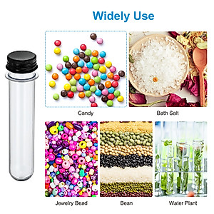 PATIKIL 40ml Test Tubes, 10pcs 5.51x0.98" Plastic Clear Round Bottom Test Tube Containers with Caps for Bead Party Candy Bath Salt Storage Scientific Experiment Plant Propagation, Black