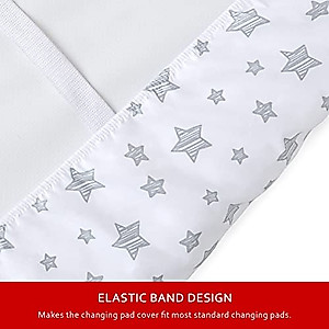Changing Pad Cover for Boys Girls 2 Pack, Lovely Print Soft Unisex Diaper Change Table Sheets, Fit 32"x16" Contoured Pad, Comfy Cozy 2-Pack Cradle Sheets, Grey & White
