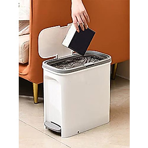 Feisco Small Trash Can with Lid,4 Gallon Trash Can with Foot Pedal and Press Type Lid,Small Bathroom Trash Can Wastebasket Garbage Container Bin for Bathroom Bedroom Kitchen Office (1, White)