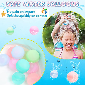 Subao Reusable Water Balloons(16 PCS), Summer Water Balls Outdoor Pool Toys, Self-Sealing Water Bomb for Kids Adults, Quick Refillable Silicone Water Ball, Fun Splash Water Balloon Party Supplies