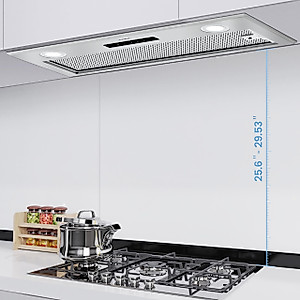 Comfee' Range Hood 27 inch, Built-in/Insert Vent Hood 450 CFM, 3 Speed Gesture Sensing & Touch Control Panel Stainless Steel Kitchen Stove Hood, Ducted/Ductless Convertible Duct