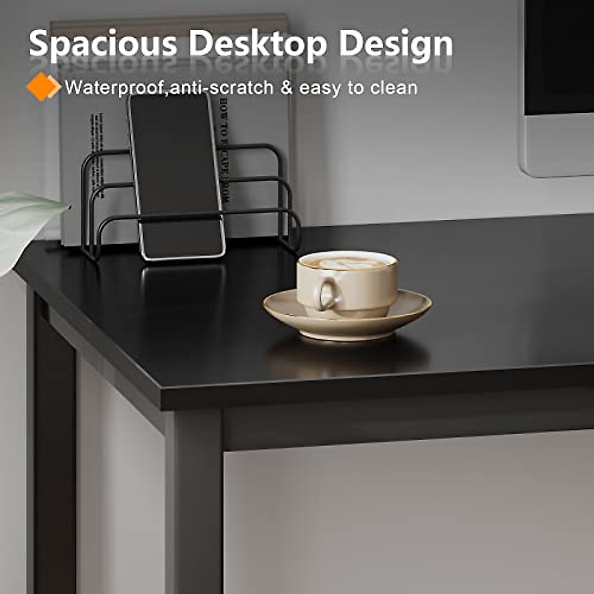 Need 63 Inch Large Computer Desk - Modern Simple Style Home Office Gaming Desk, Basic Writing Table for Study Student, Black Metal Frame, Black